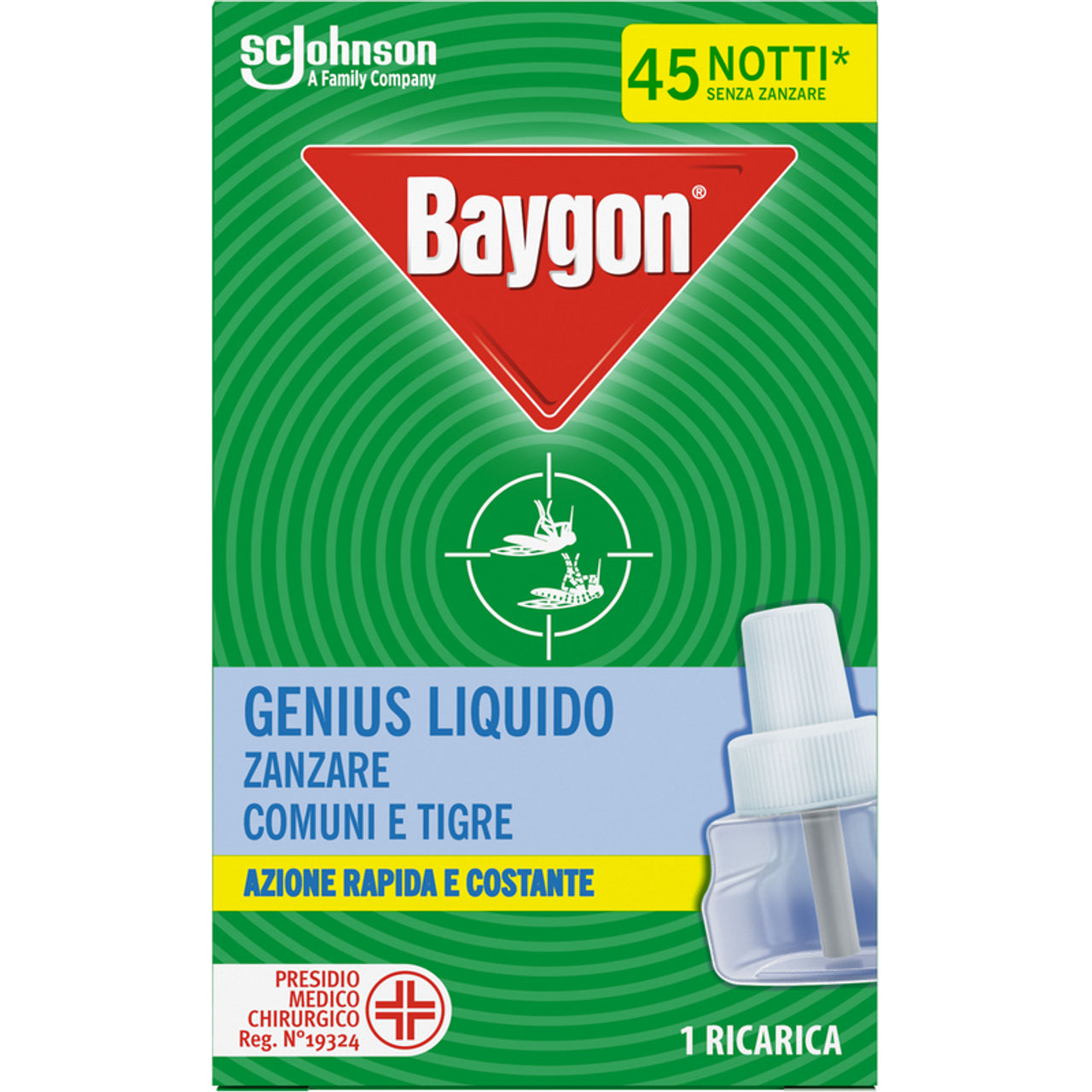 „BAYGON GENIUS“ insekticido uodų skystis, įkraunantis 45 naktis