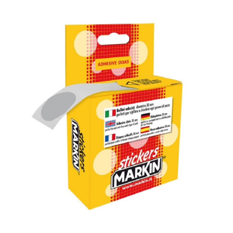 Markin Stickers Chiudipacco Bollini Adesivi Tondi 30mm Argento 500pz